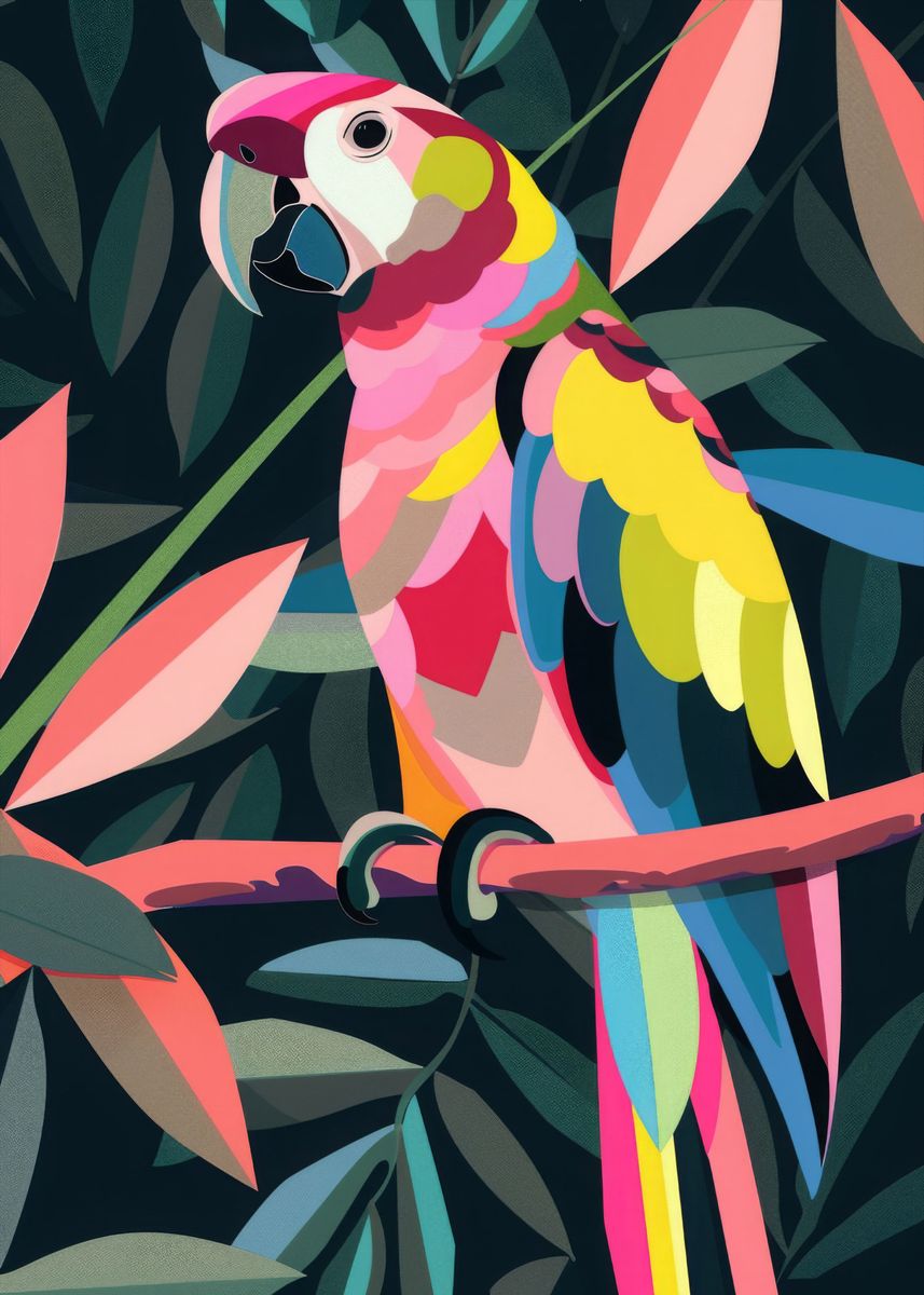 'Parrot Abstract Flat' Poster, picture, metal print, paint by Ray Faye ...