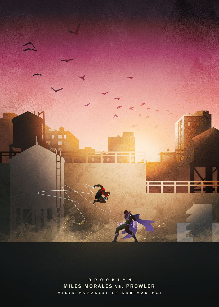 'Miles vs Prowler' Poster, picture, metal print, paint by Marvel | Displate