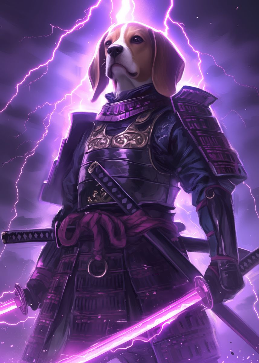 'Beagle Samurai warrior' Poster, picture, metal print, paint by Aryan ...