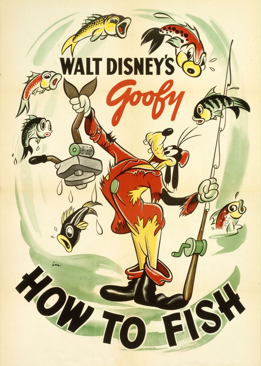 'Goofy How To Fish' Poster, picture, metal print, paint by Mickey ...