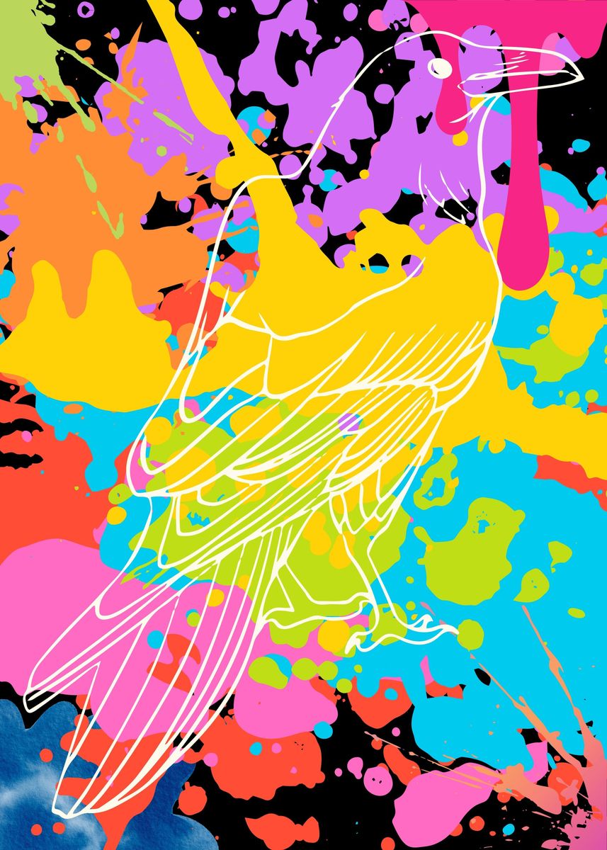 'White Crow Colorful' Poster, picture, metal print, paint by Kuroneko ...