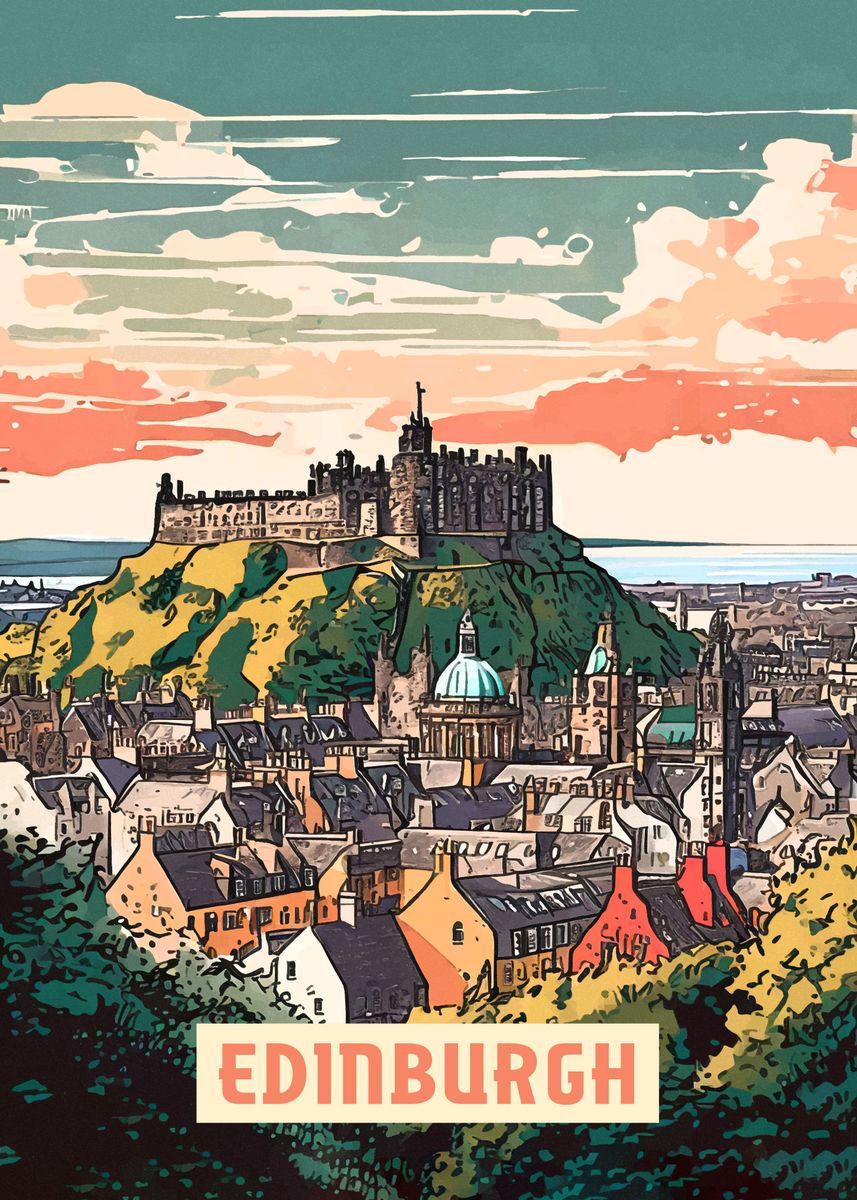 'Edinburgh' Poster, picture, metal print, paint by Bo Kev | Displate