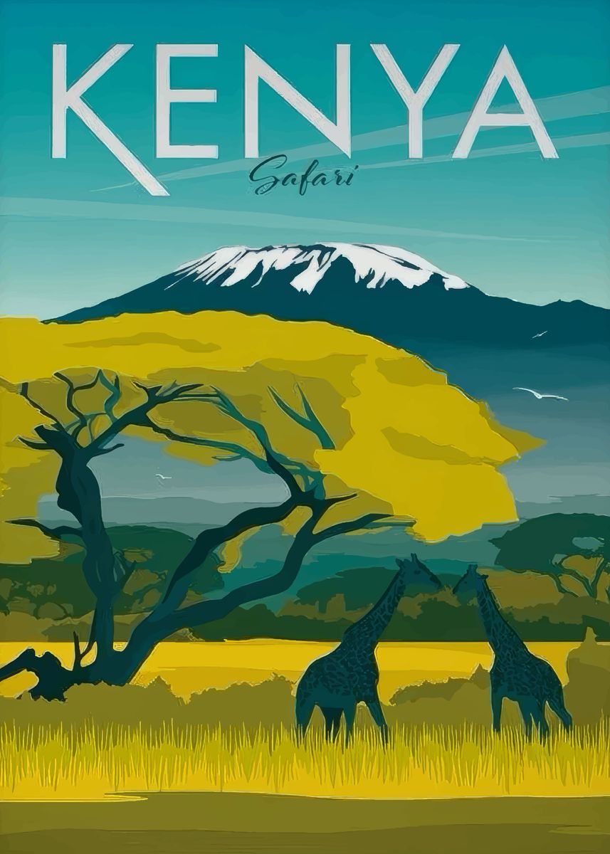 'Kenya style travel poster' Poster, picture, metal print, paint by kick ...