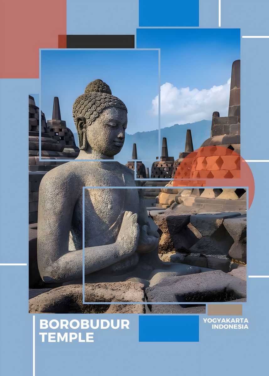 'Borobudur Temple Collage' Poster, picture, metal print, paint by Ydha ...