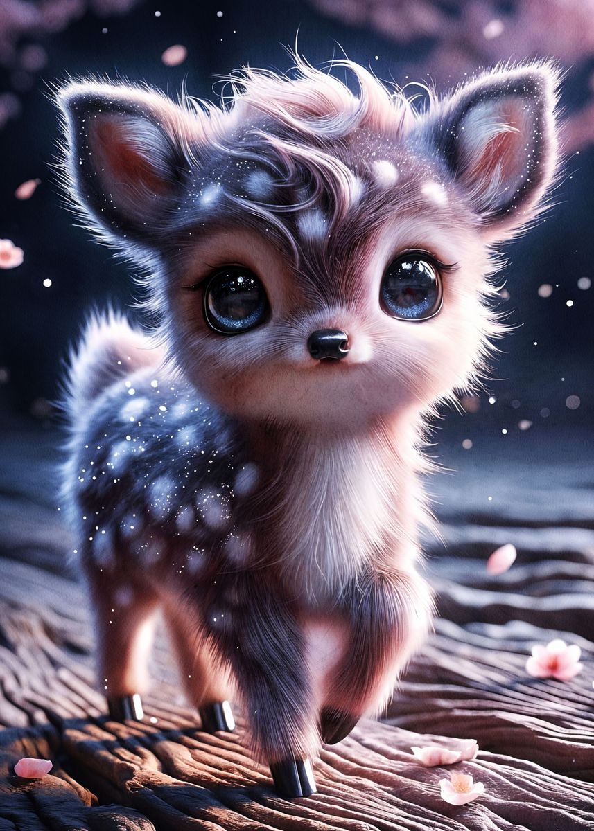 'cute deer animals' Poster, picture, metal print, paint by Madeleine ...