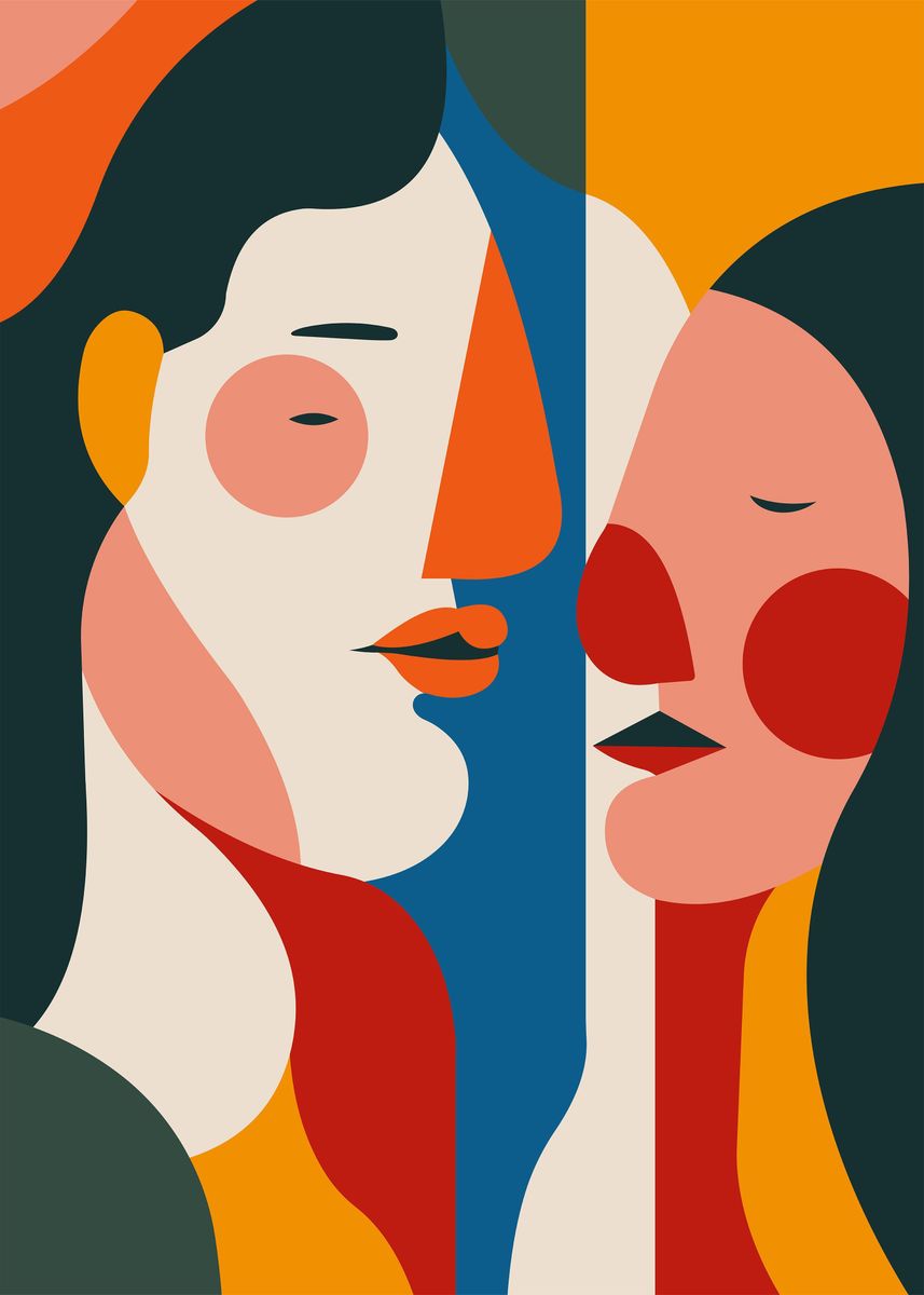 'Abstract Dual Faces' Poster, picture, metal print, paint by Cool ...