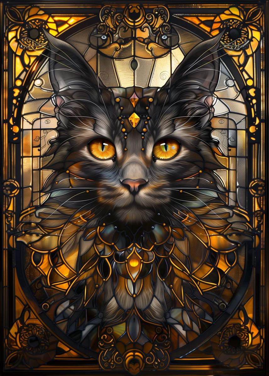 'Black Cat Kintsugi Art' Poster, picture, metal print, paint by ...