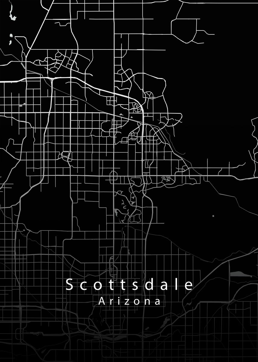 'Scottsdale Arizona Map' Poster, picture, metal print, paint by Robin ...