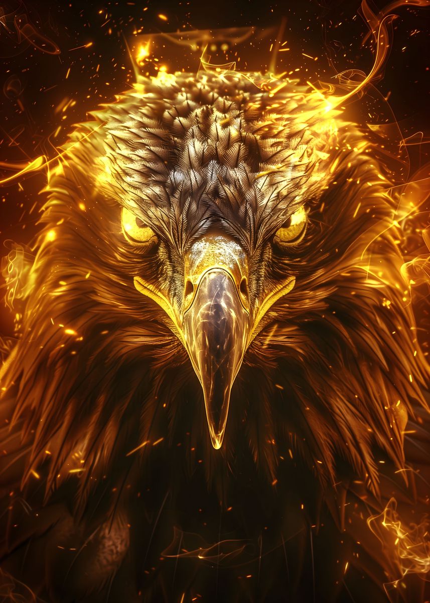 'Golden Blaze Eagle' Poster, picture, metal print, paint by Dennex ...