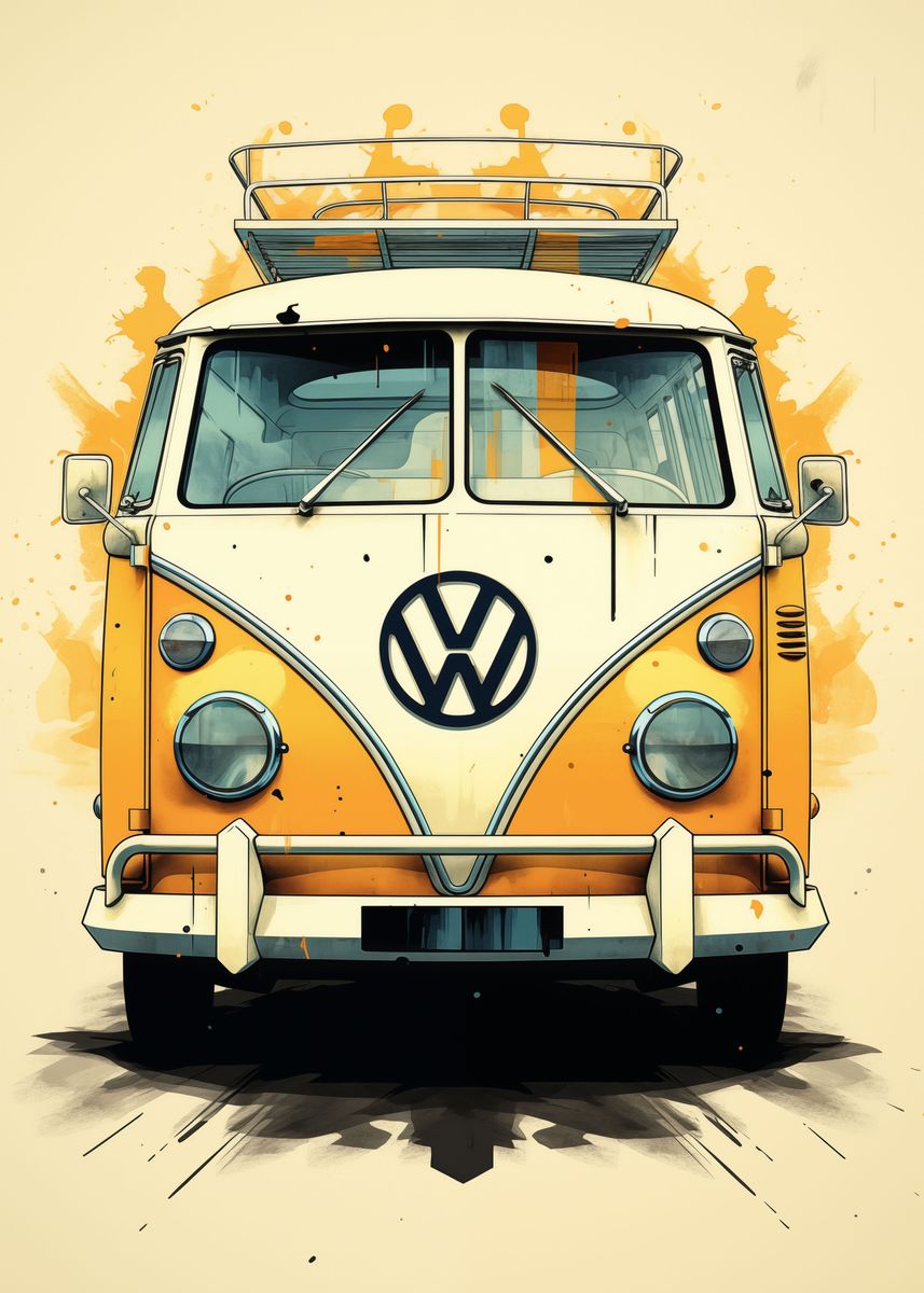 'Volkswagen T1 Camper Van' Poster, picture, metal print, paint by Roman ...