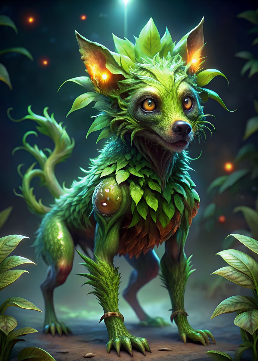 'hybrid an dog and plant' Poster, picture, metal print, paint by Angel ...