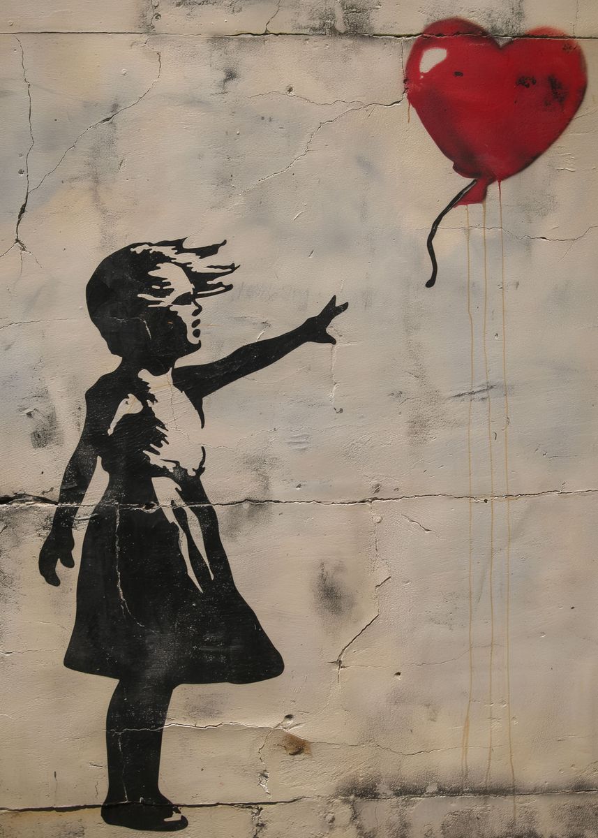 'Banksy Girl Balloon Red' Poster, picture, metal print, paint by Zenz ...