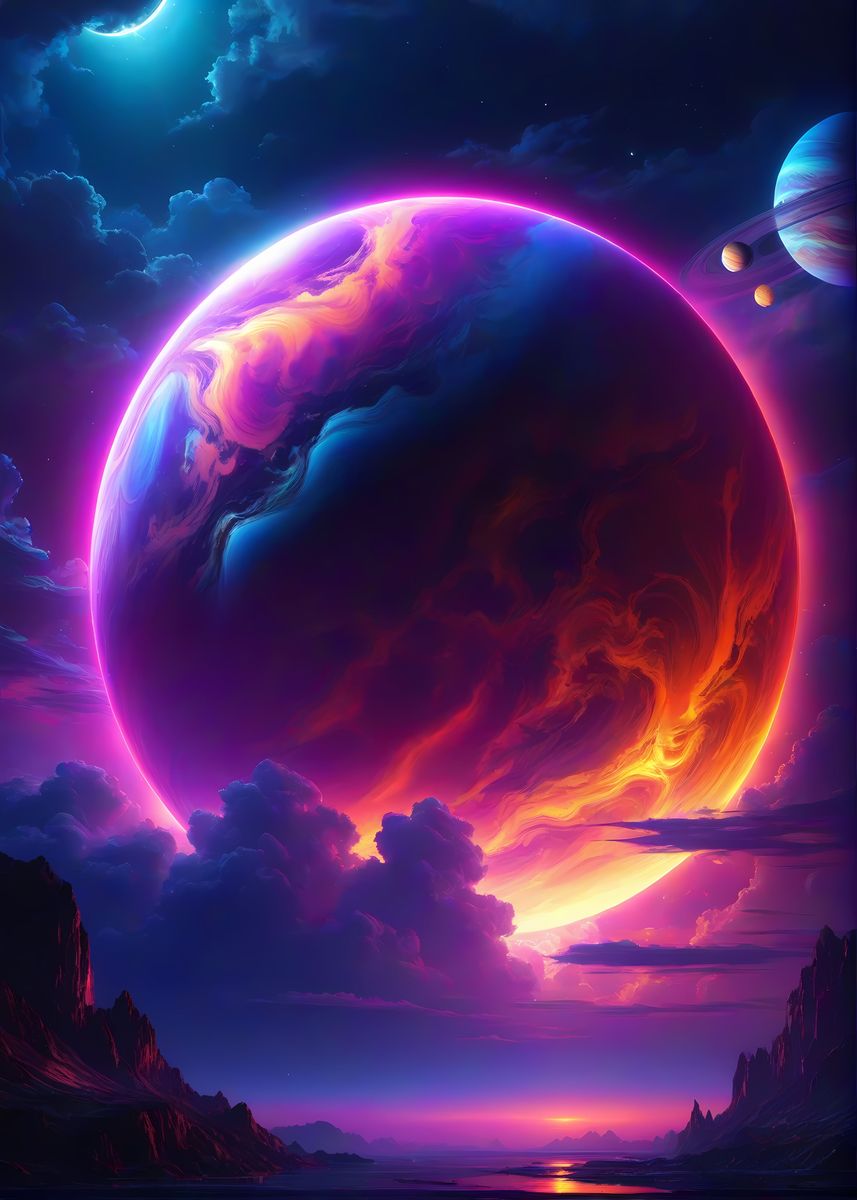 'Epic Planet sci fi scene' Poster, picture, metal print, paint by ...