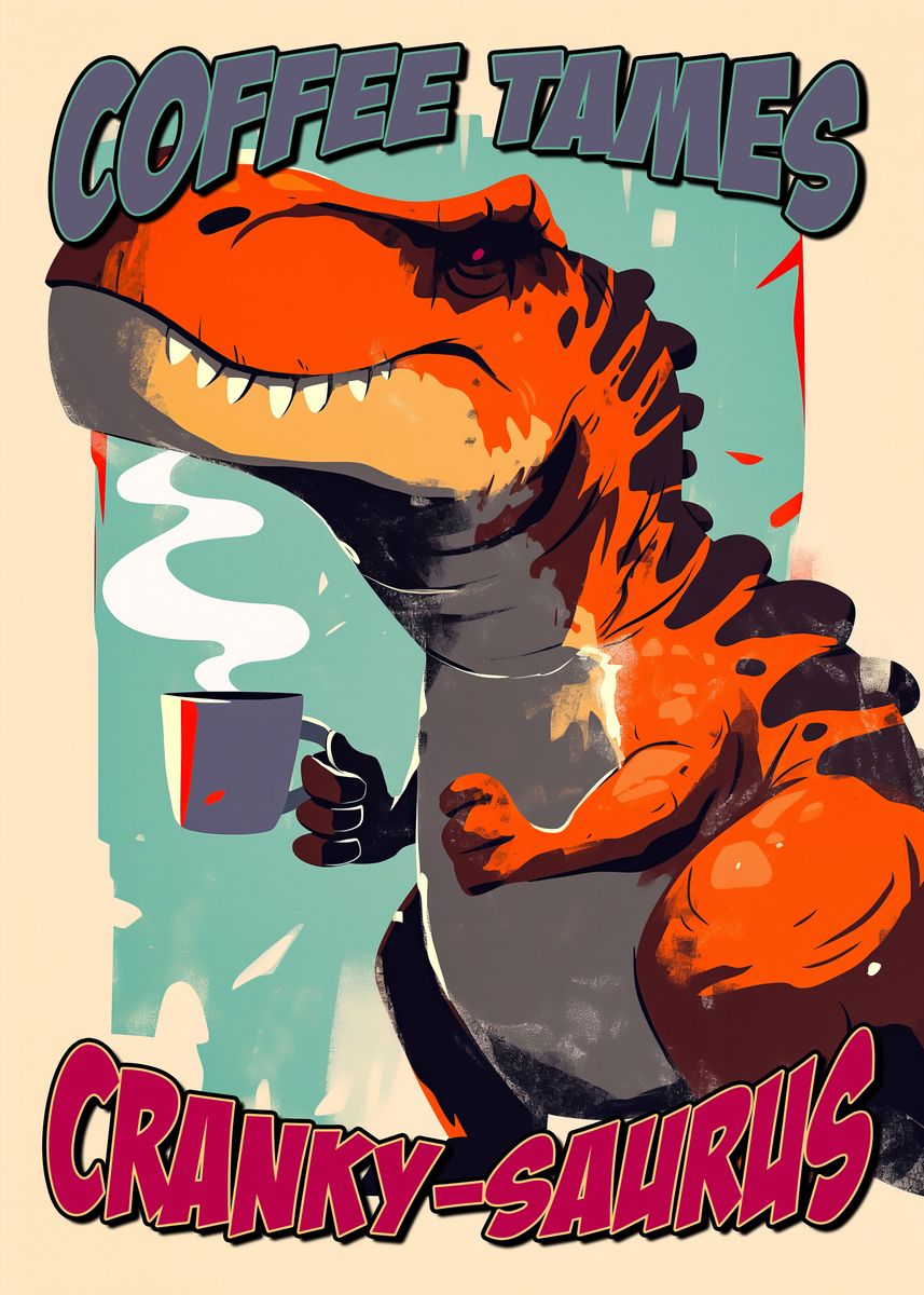 'Caffeine Creature Alert' Poster, picture, metal print, paint by Steel Canvas Creations | Displate