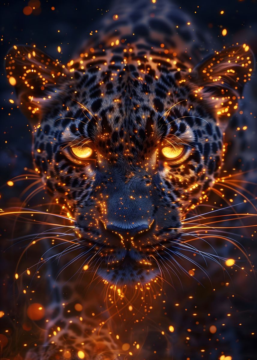 'Fiery Glare Leopard' Poster, picture, metal print, paint by Dennex ...