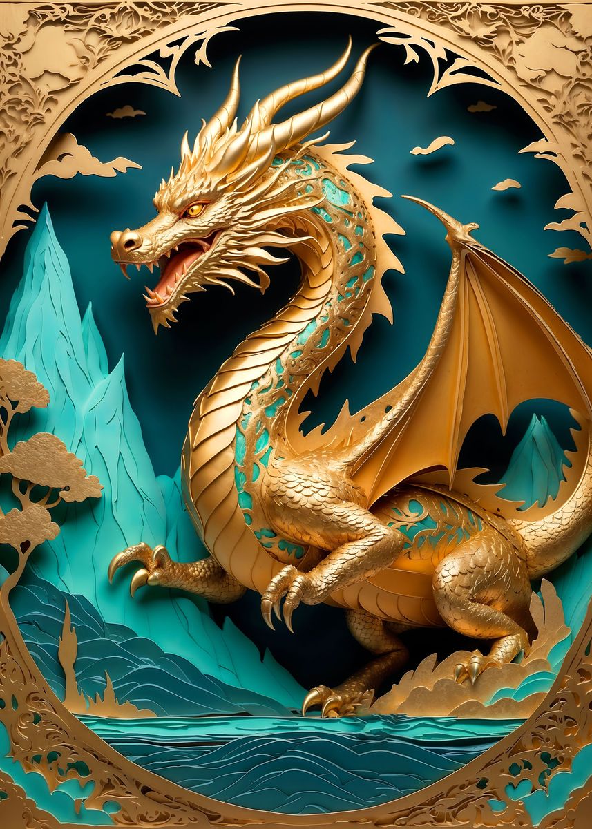 'The Golden Dragon' Poster, picture, metal print, paint by SirHerald ...