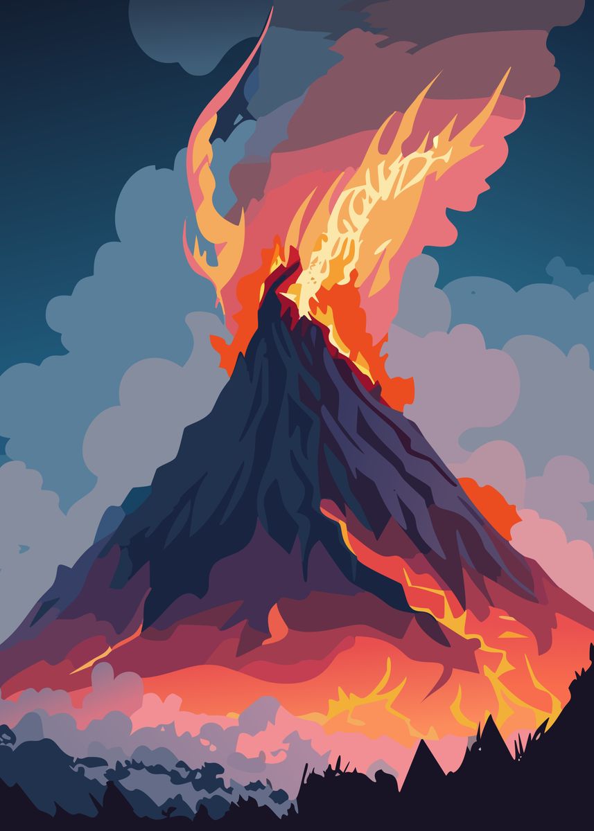 'Volcano Erupting' Poster, picture, metal print, paint by Greg | Displate
