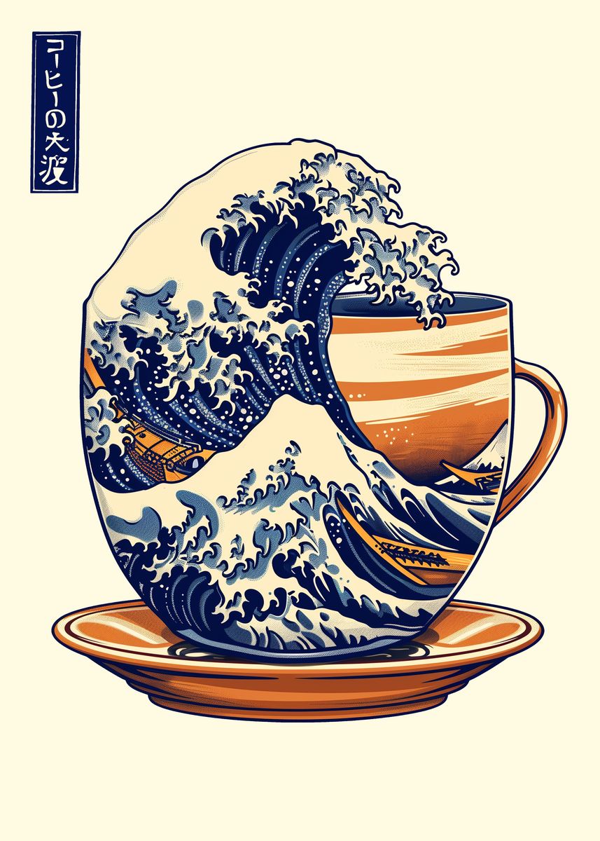 'The Great Wave of Coffee' Poster, picture, metal print, paint by ...