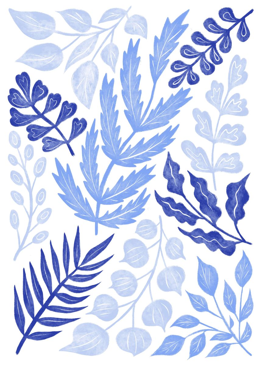 'Blue Tree Branches' Poster, picture, metal print, paint by Martina ...