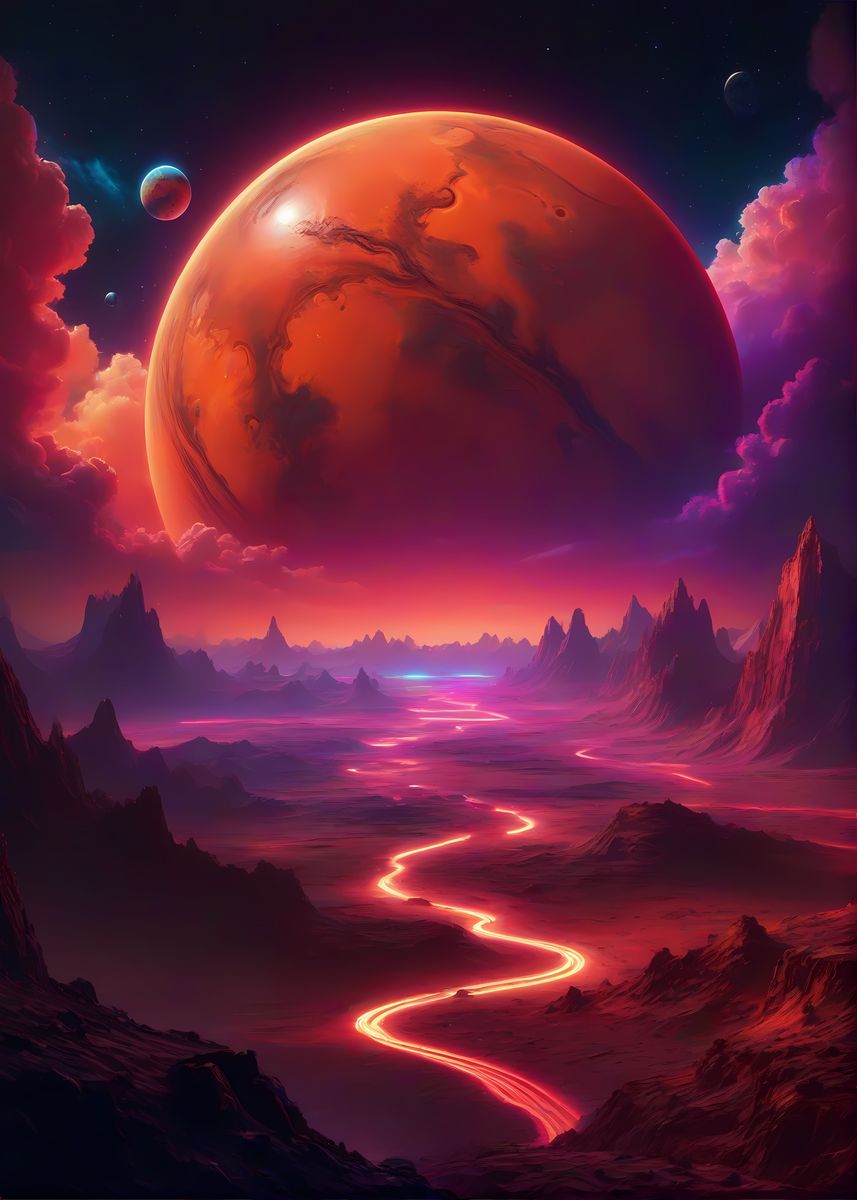 'Epic Planet sci fi scene' Poster, picture, metal print, paint by Gangster Art | Displate