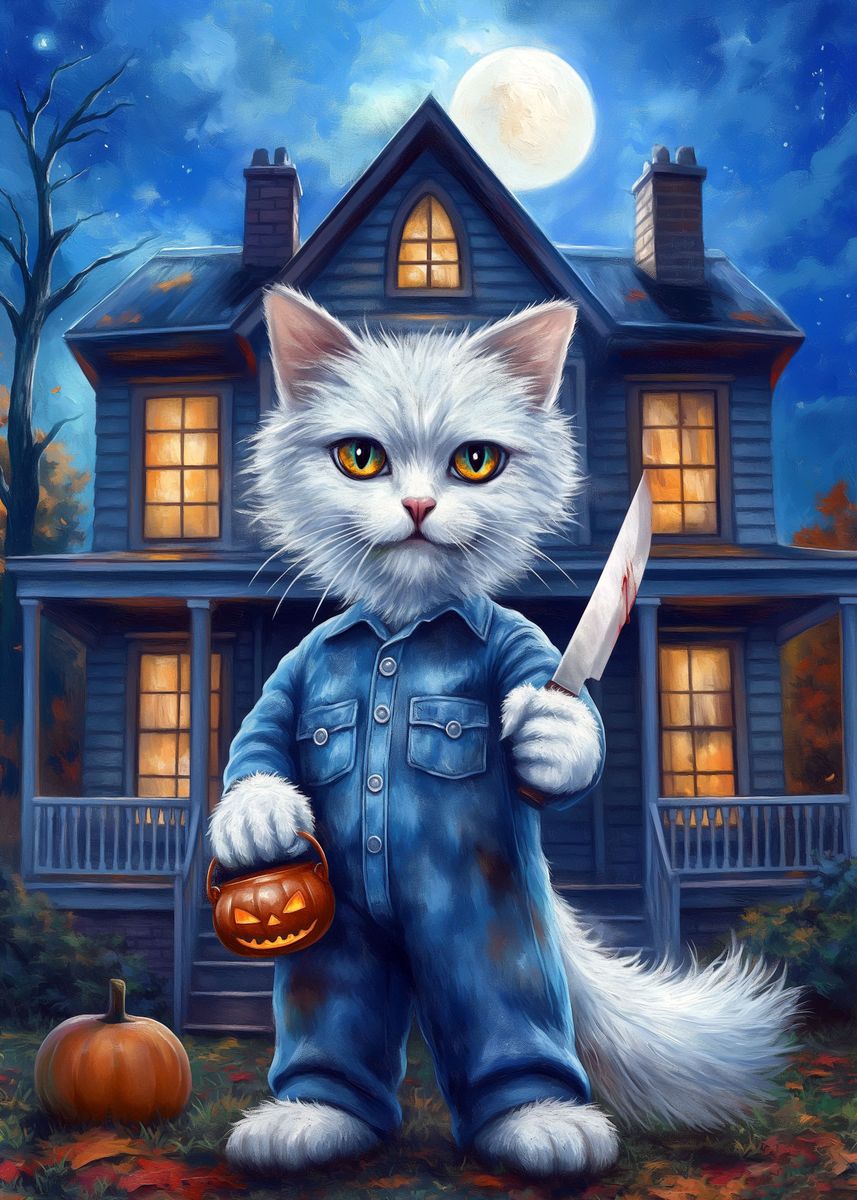 'Spooky Cat' Poster, picture, metal print, paint by Stellar Creative ...