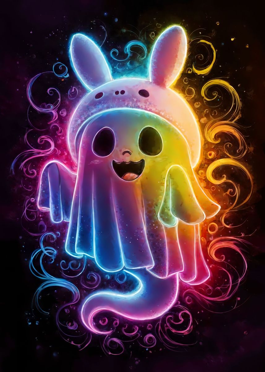 'Neon Ghost' Poster, picture, metal print, paint by Lukasz Kobylka ...