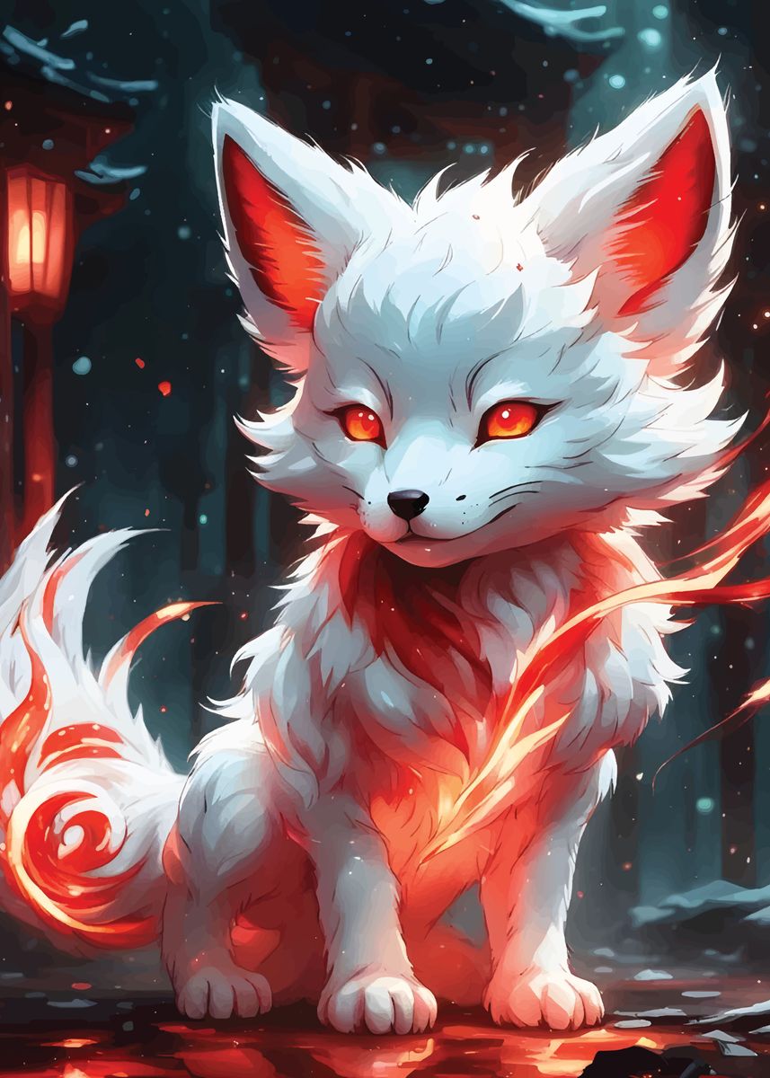 'Blood moon fox' Poster, picture, metal print, paint by maxmah Funny ...