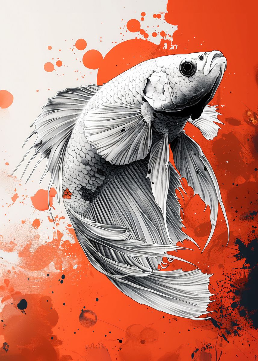 'Japan betta fish poster' Poster, picture, metal print, paint by ...