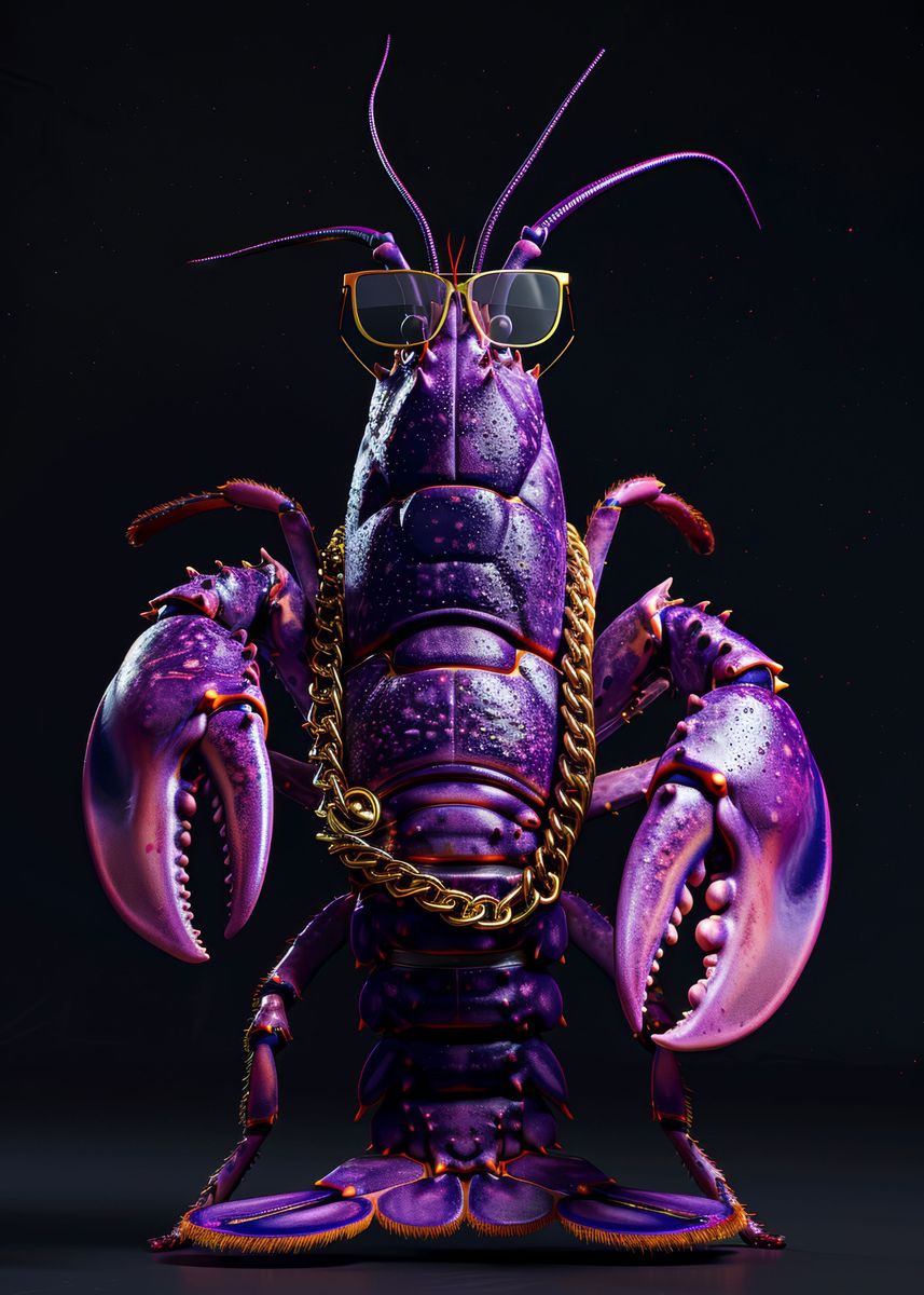 'Purple lobster gangster' Poster, picture, metal print, paint by Steven ...