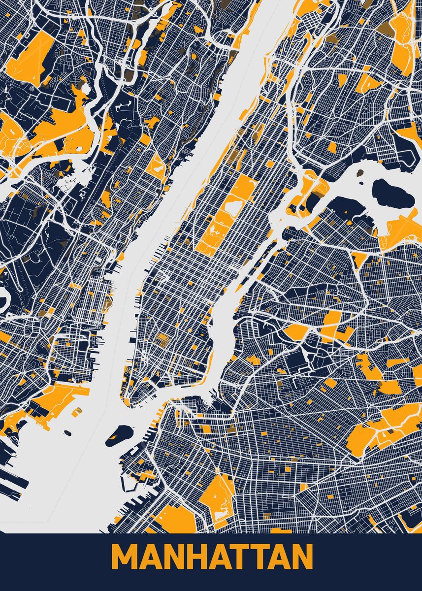 'Manhattan' Poster, picture, metal print, paint by Famous City | Displate