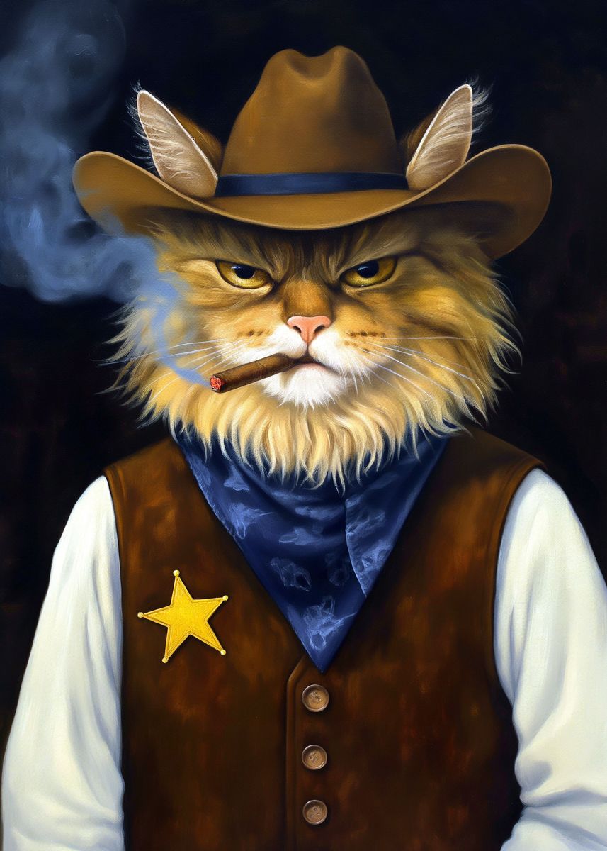 'Cowboy Cat' Poster, picture, metal print, paint by Sakura Shadows ...