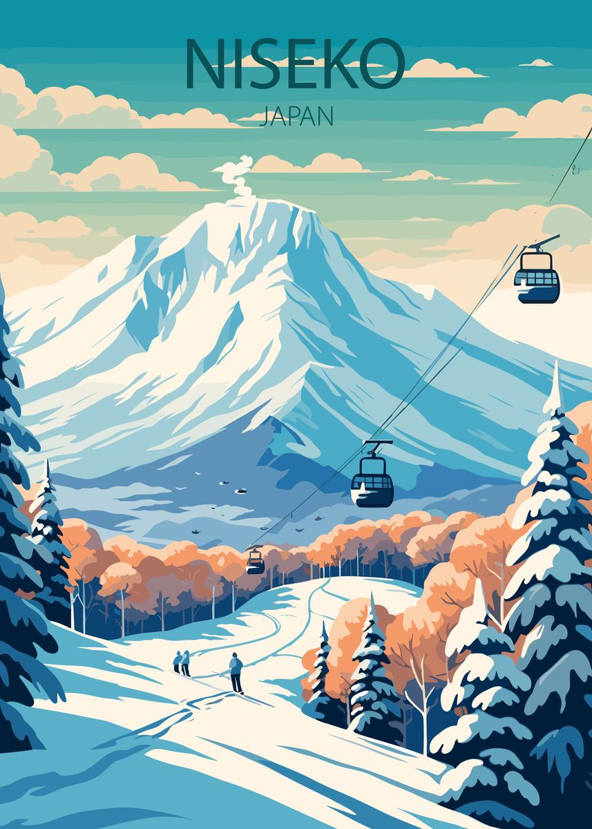 'Niseko Japan' Poster, picture, metal print, paint by Sam Kal | Displate