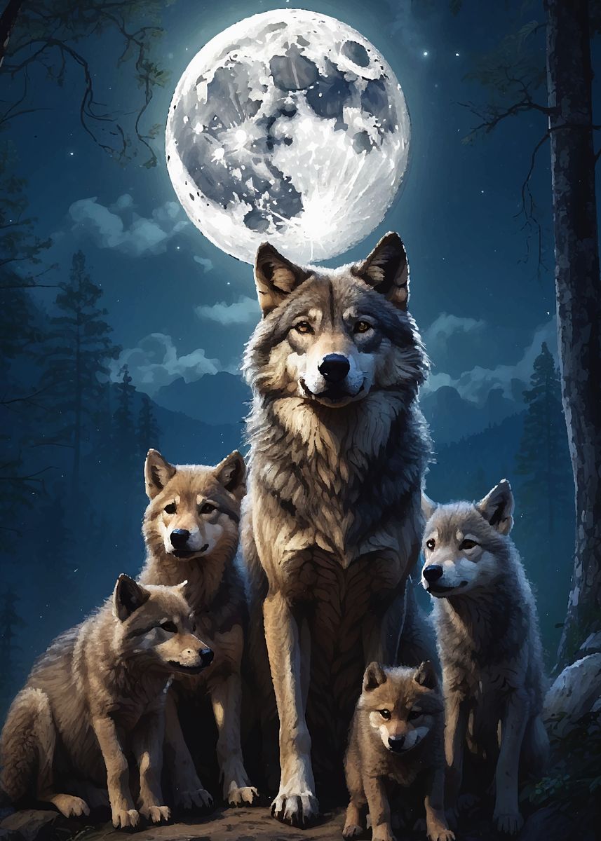 'Wolves Family Wolf' Poster, picture, metal print, paint by CHRIS ...