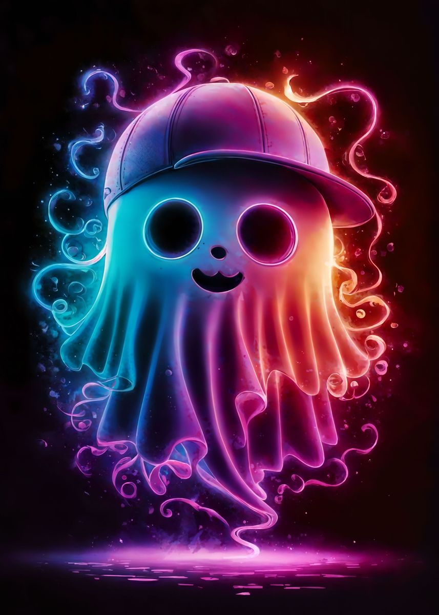 'Neon Ghost' Poster, picture, metal print, paint by Lukasz Kobylka ...