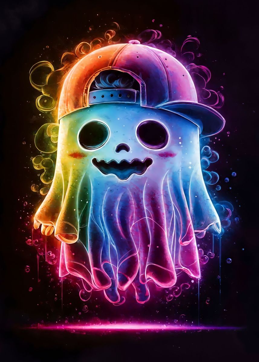'Neon Ghost' Poster, picture, metal print, paint by Lukasz Kobylka ...