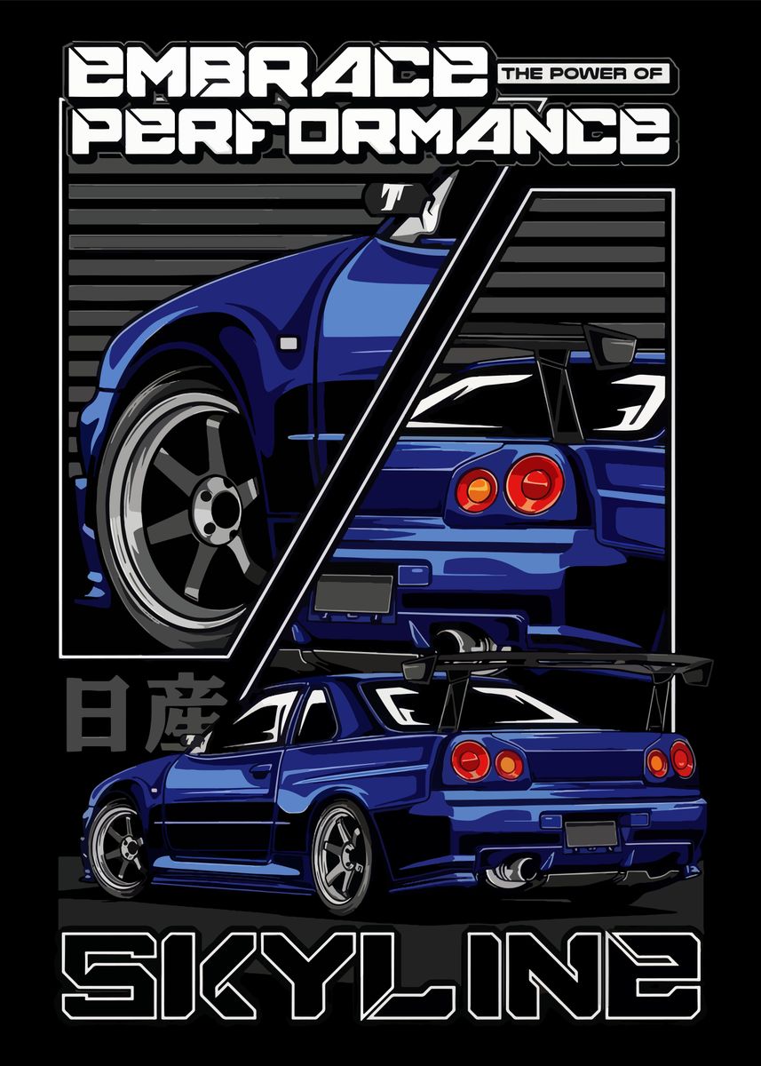 'Nissan Skyline' Poster, picture, metal print, paint by Raul Garcia ...