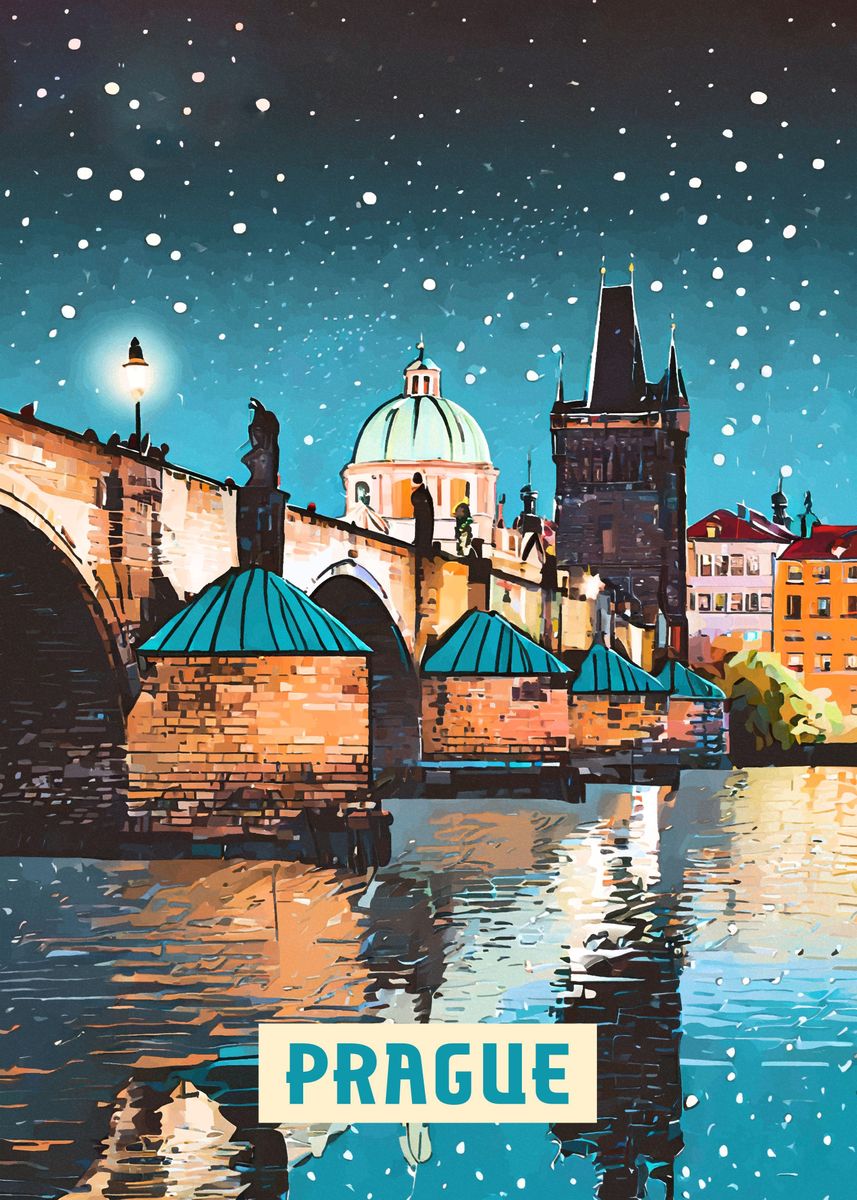 'Prague' Poster, picture, metal print, paint by Bo Kev | Displate