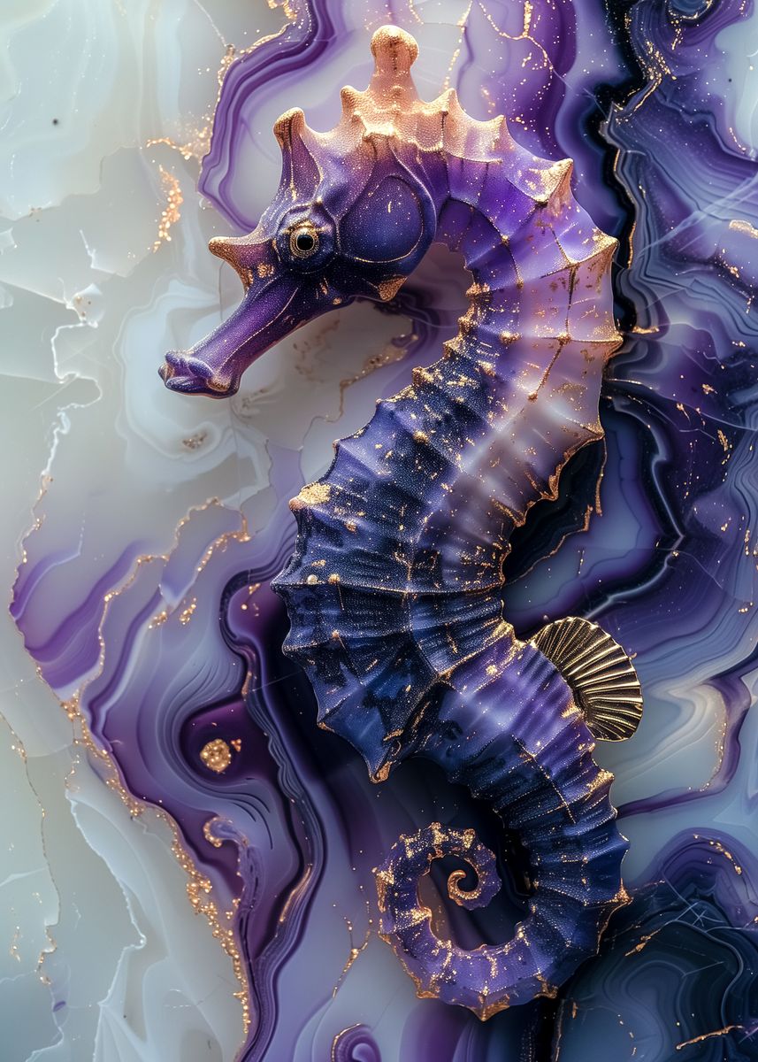 'Purple Seahorse' Poster, picture, metal print, paint by Steffen Gierok ...