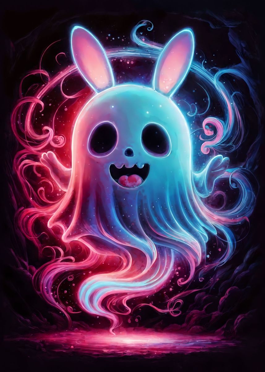 'Neon Ghost' Poster, picture, metal print, paint by Lukasz Kobylka ...