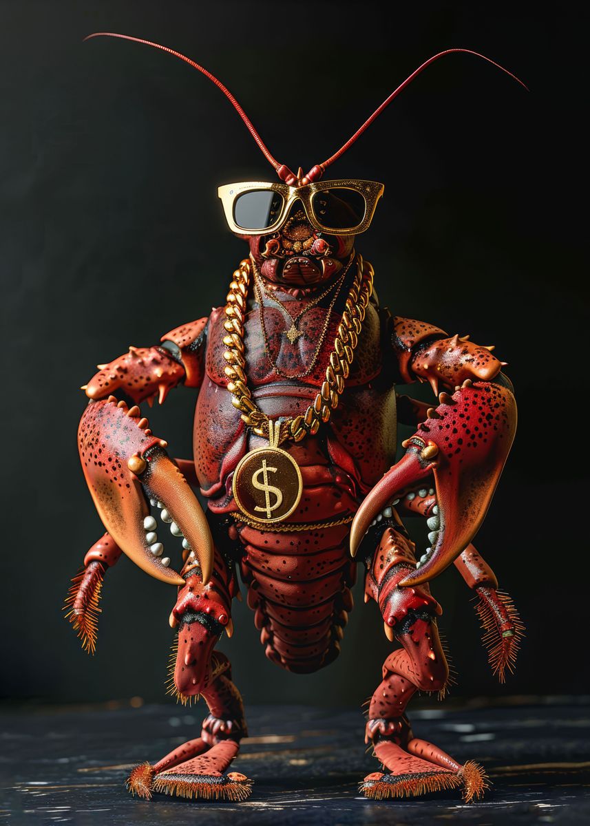 'Red lobster gangster' Poster, picture, metal print, paint by Steven ...