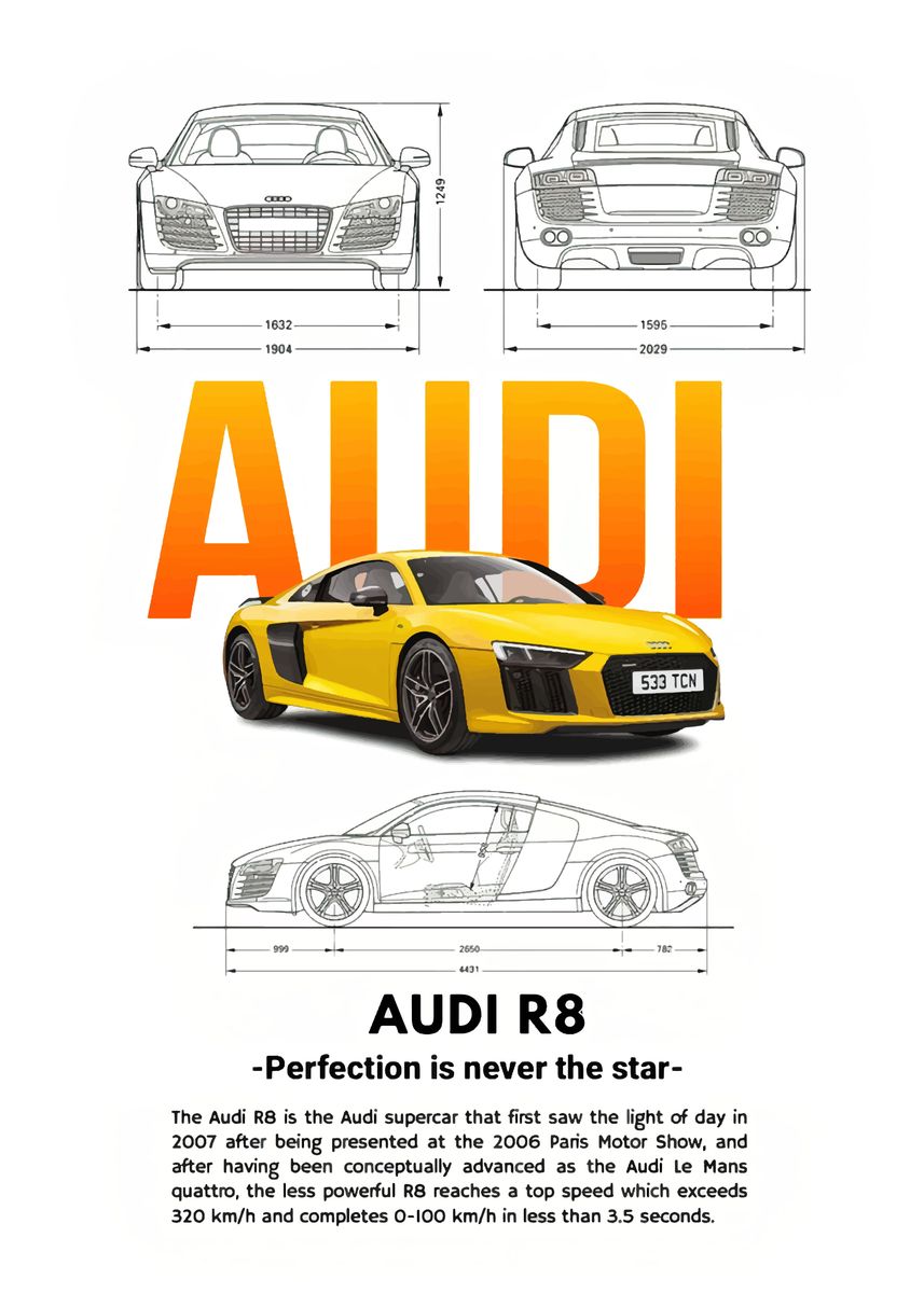 'Audi R8' Poster, picture, metal print, paint by Perfect Man | Displate