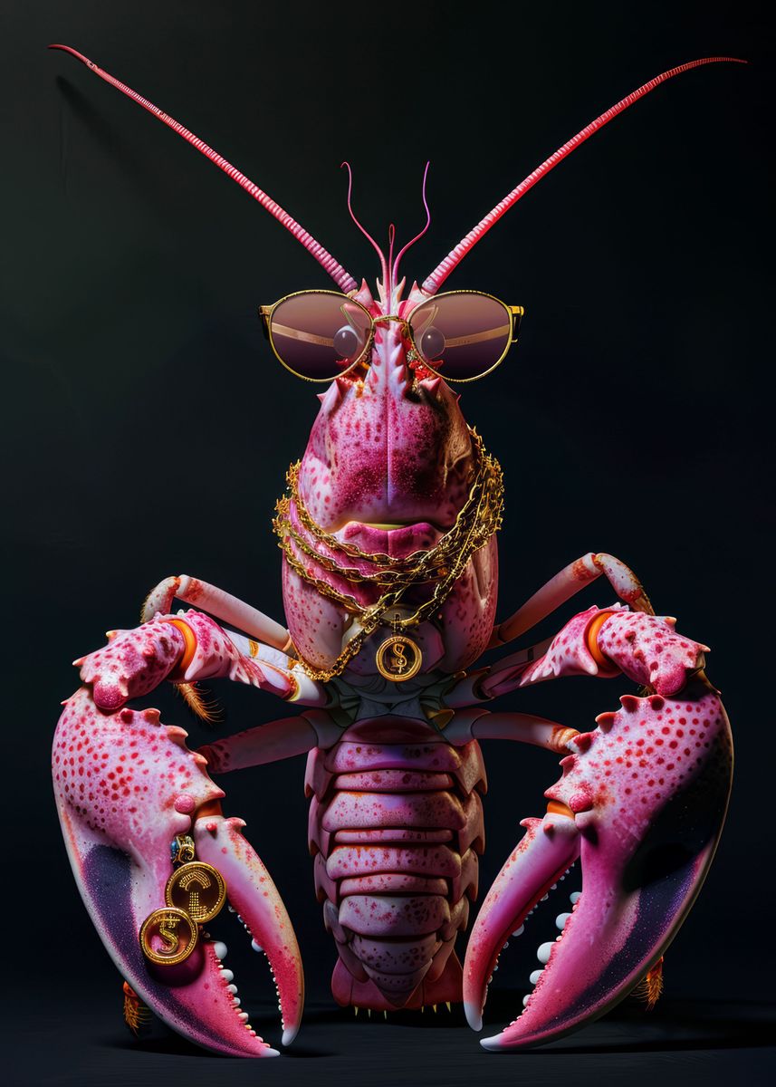 'Pink lobster gangster' Poster, picture, metal print, paint by Steven ...