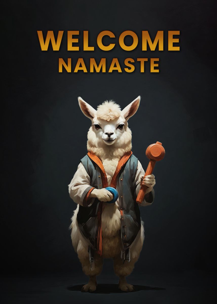 'Welcome namaste alpaca' Poster, picture, metal print, paint by Snd ...
