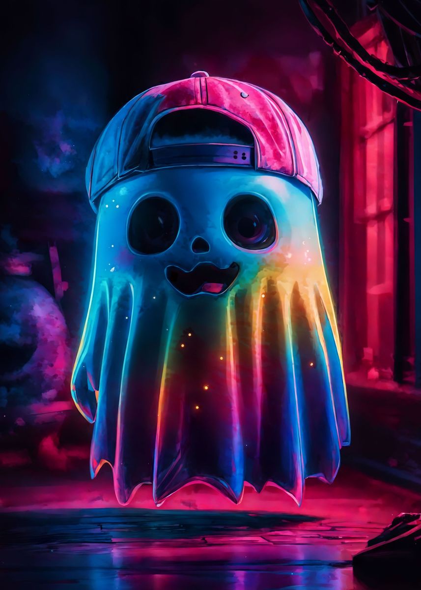 'Neon Ghost' Poster, picture, metal print, paint by Lukasz Kobylka ...