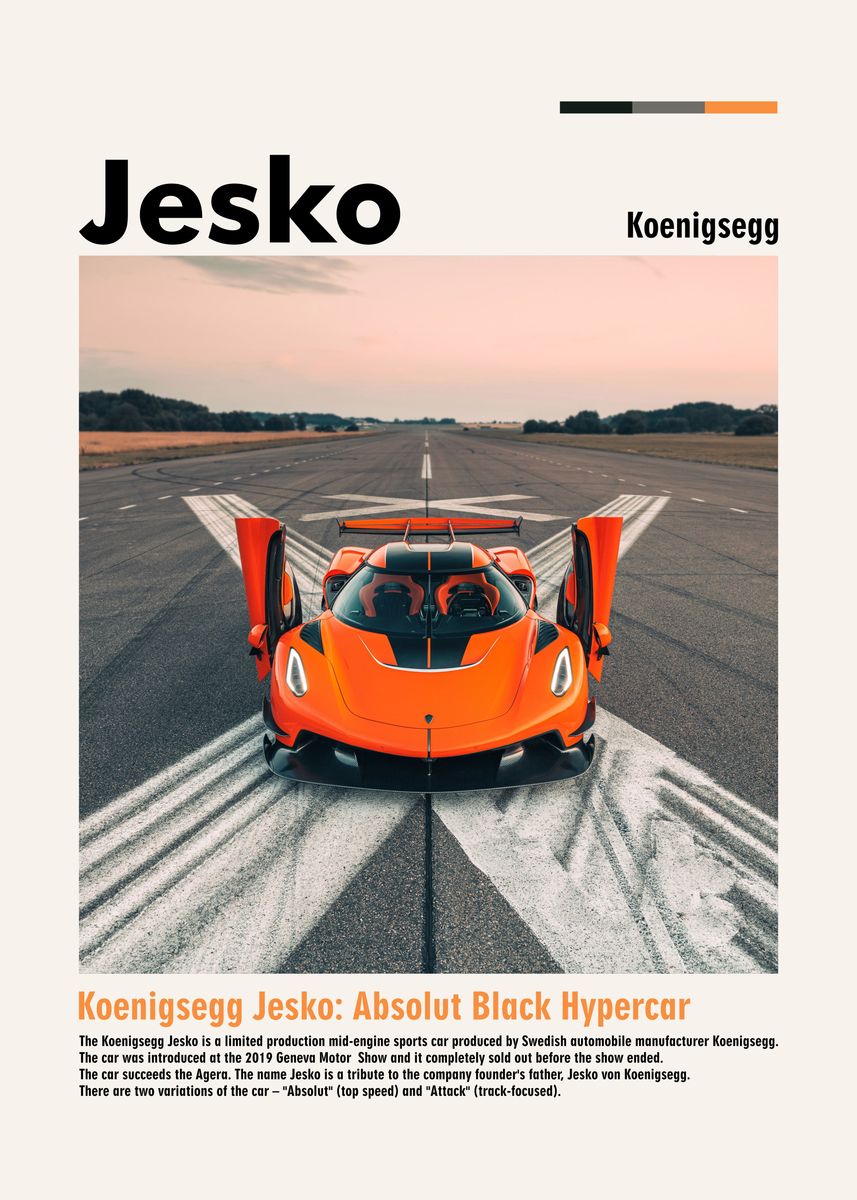 'Koenigsegg Jesko' Poster, picture, metal print, paint by Logi Logic ...