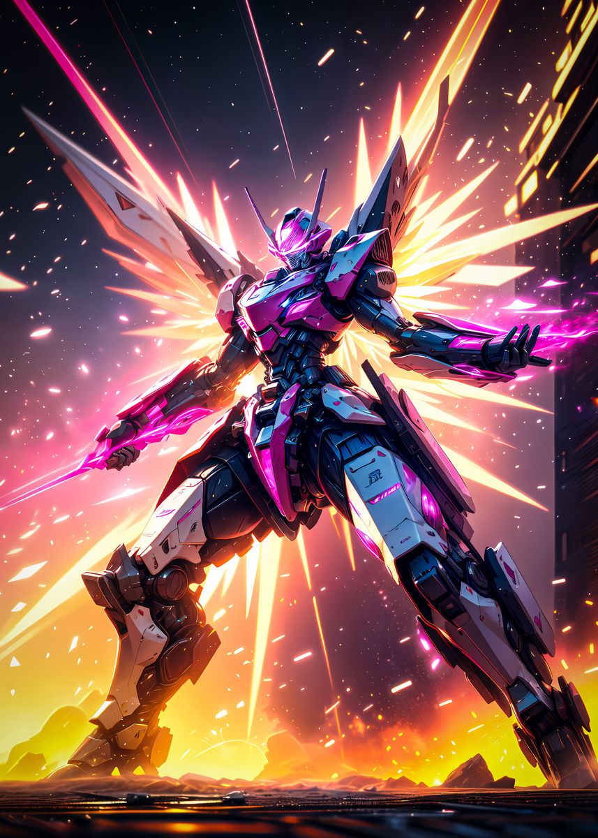 'Pink Armor Robot Mecha' Poster, picture, metal print, paint by Ruzerin ...