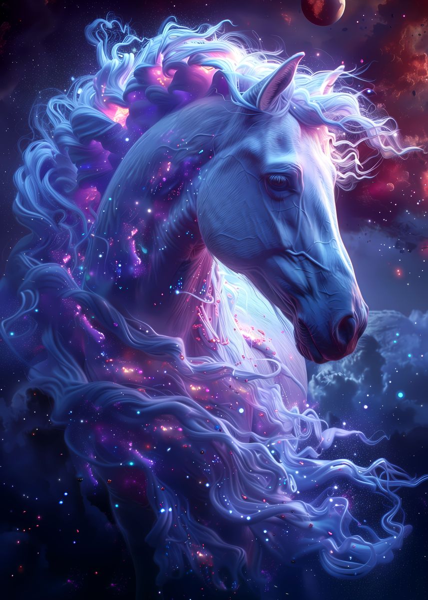 'Head of a Cosmic Horse' Poster, picture, metal print, paint by Jan ...