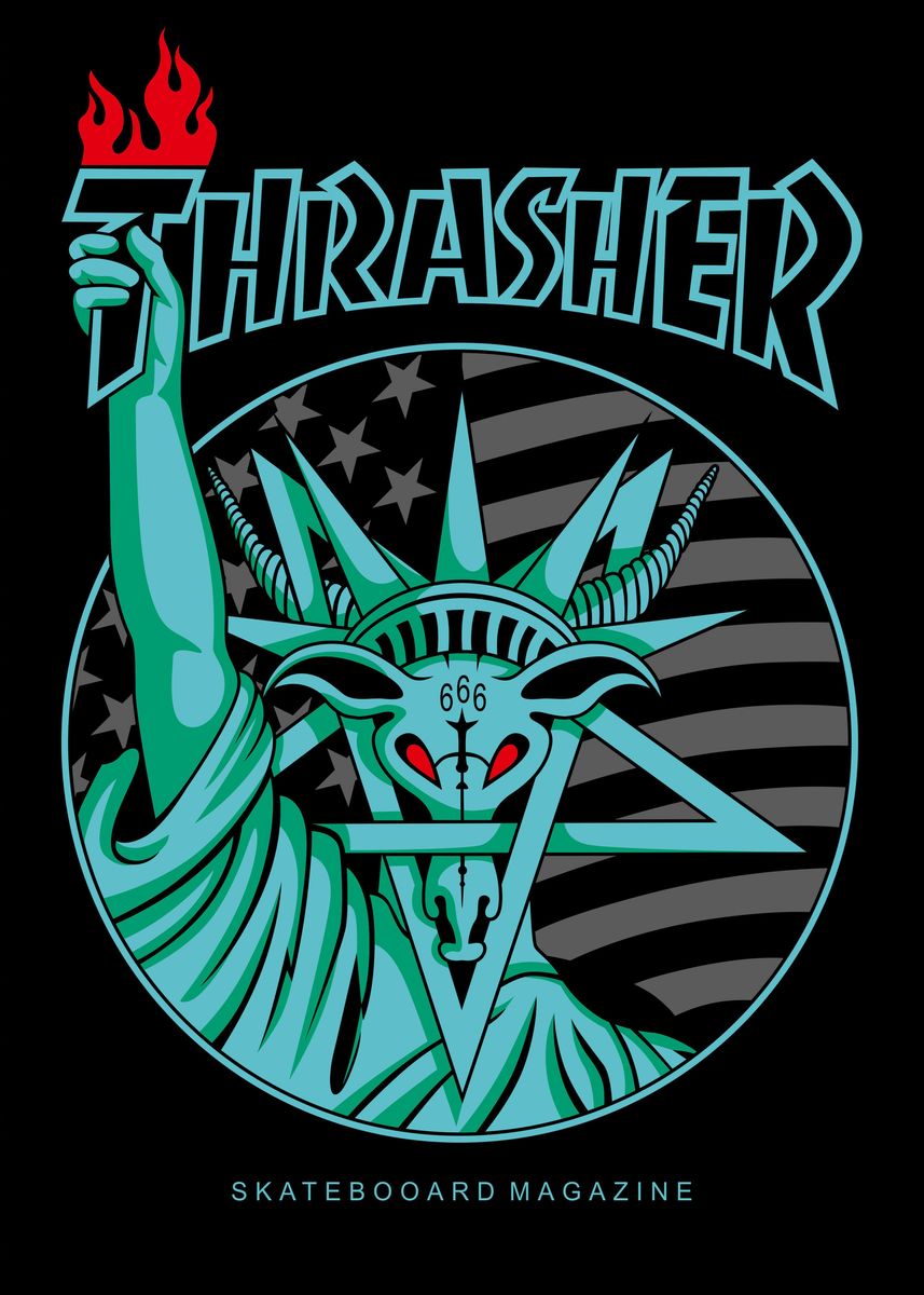 'Thrasher' Poster, picture, metal print, paint by sam juan | Displate