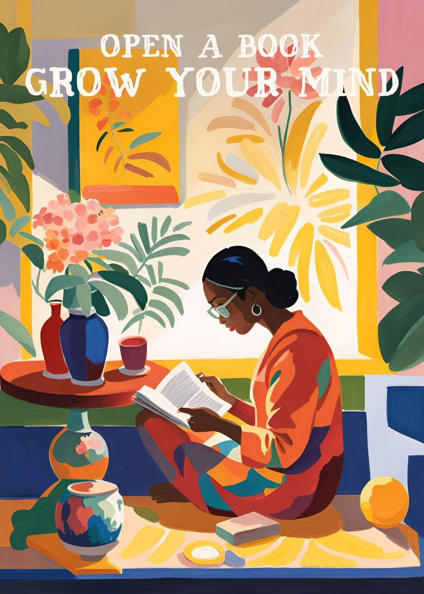 'Colorful Book Reading Art' Poster, picture, metal print, paint by ...