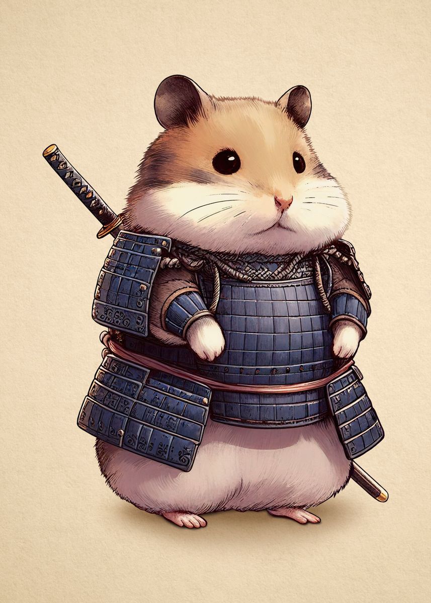 'Hamster Samurai' Poster, picture, metal print, paint by LakishaDesign ...